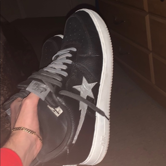 Shoes | Custom Bape Air Force 1 With Louis Vuitton Leather | Poshmark